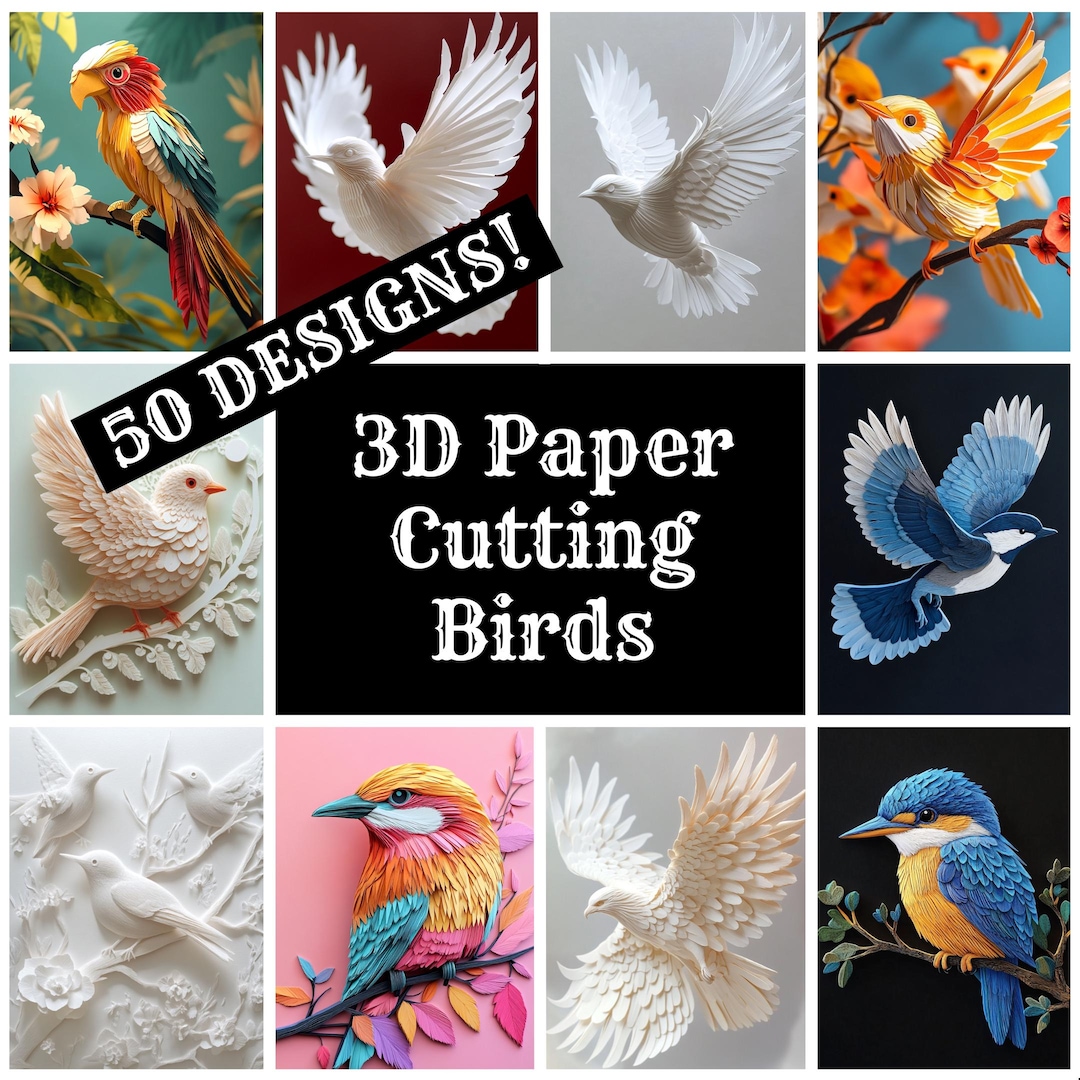 3D Paper Cutting Birds: Vintage Journal Inserts (digital Download) - Etsy