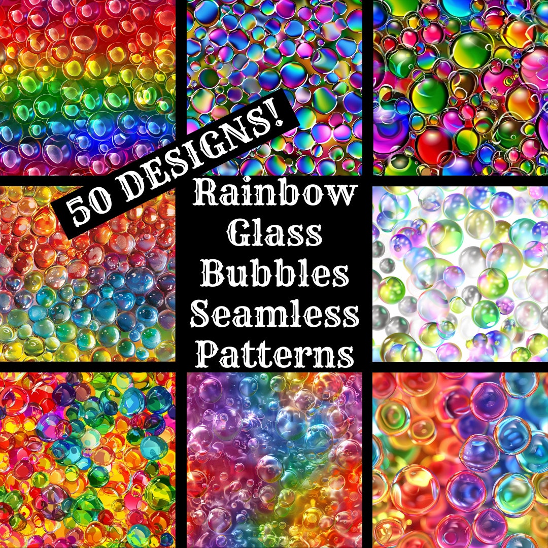 Rainbow Glass Bubbles Seamless Digital Paper, Rainbow Glass Bubbles ...