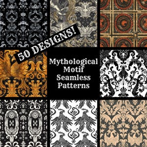 Mythological Motif Seamless Digital Paper, Mythological Motif Printable ...
