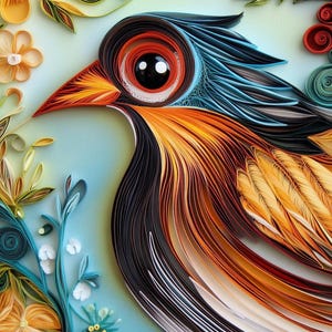 Quilled Birds Journal Paper, Quilled Birds Printable Paper, Vintage ...