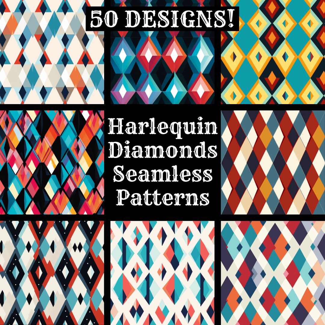 Harlequin Diamonds Seamless Digital Paper, Printable Scrapbook Paper ...