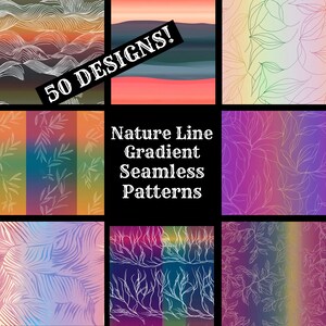 Nature Line Gradient Seamless Digital Paper, Printable Scrapbook Paper ...