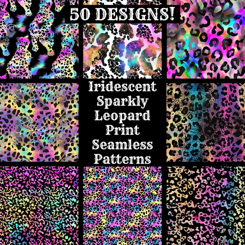 Iridescent Sparkly Leopard Print Seamless Digital Paper, Printable ...