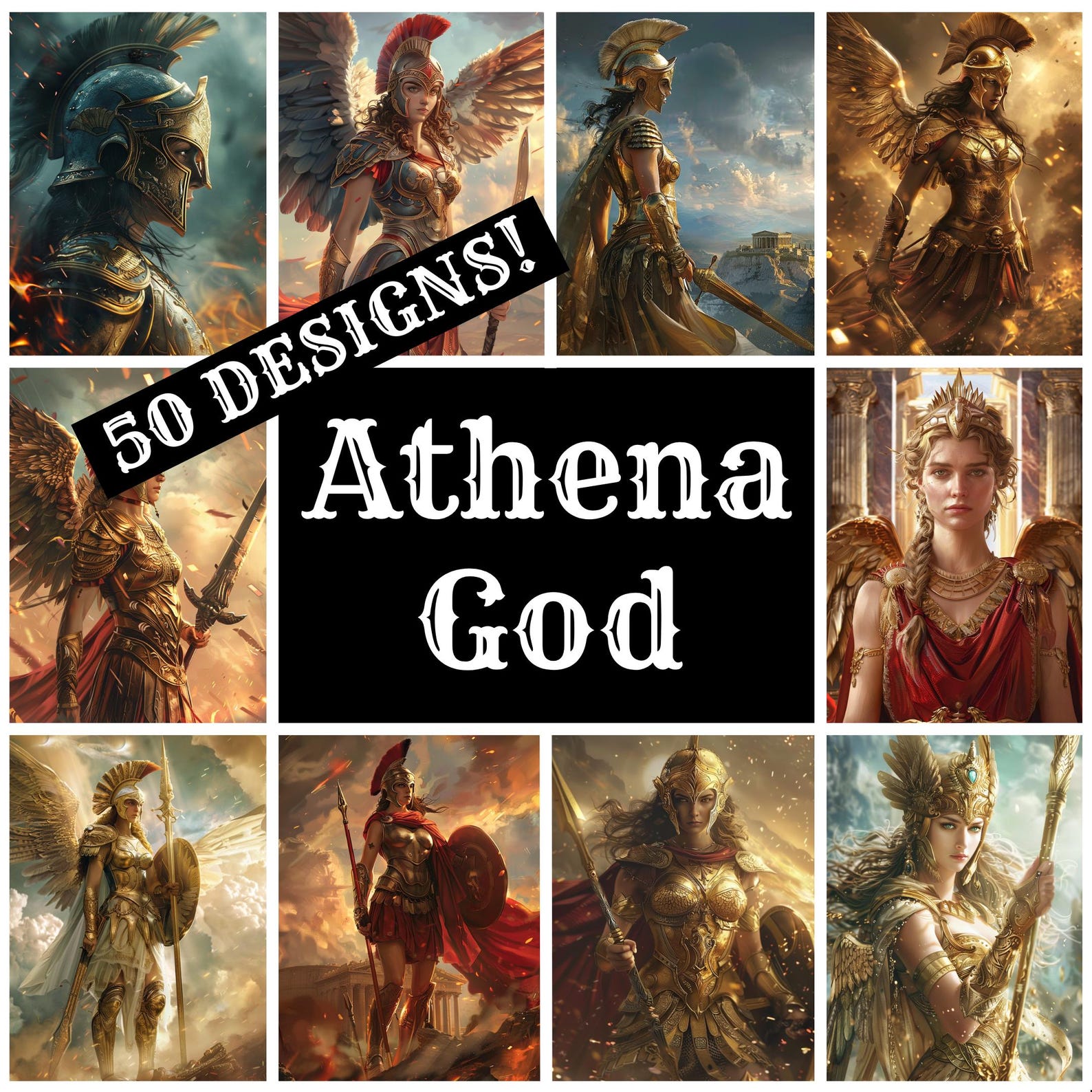 Athena God Digital Paper: Vintage Journal Inserts (PNG, 8.5x11 In ...