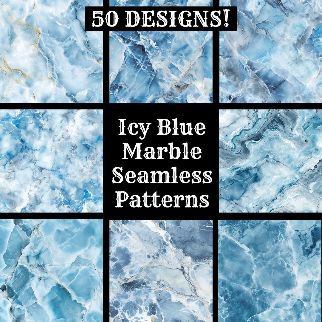 Icy Blue Marble Seamless Digital Paper, Printable Scrapbook Paper ...