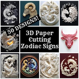3D Paper Cutting Zodiac Signs Journal Paper, 3D Paper Cutting Zodiac ...