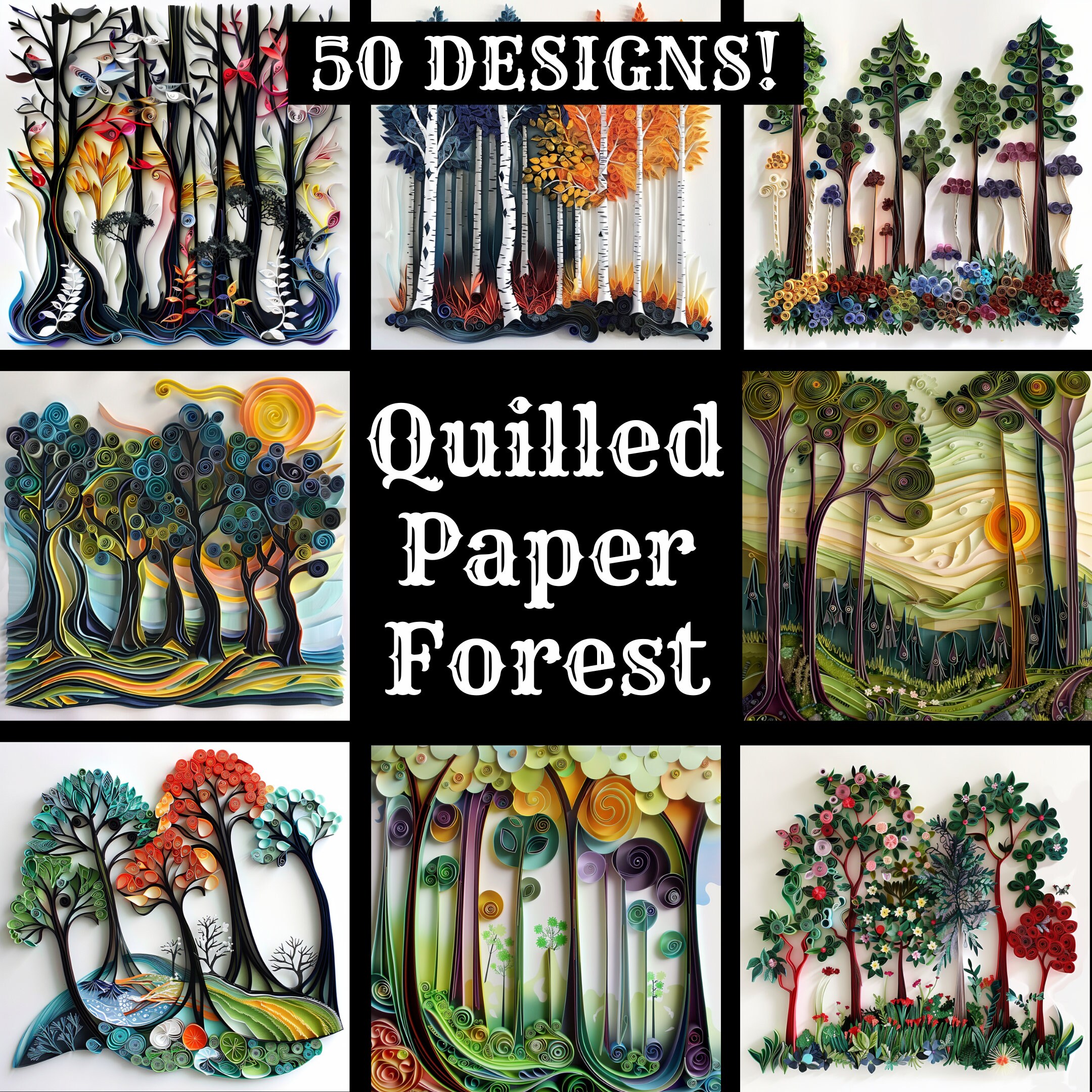Quilled Paper Forest: High-resolution Digital Paper (PNG) - Etsy