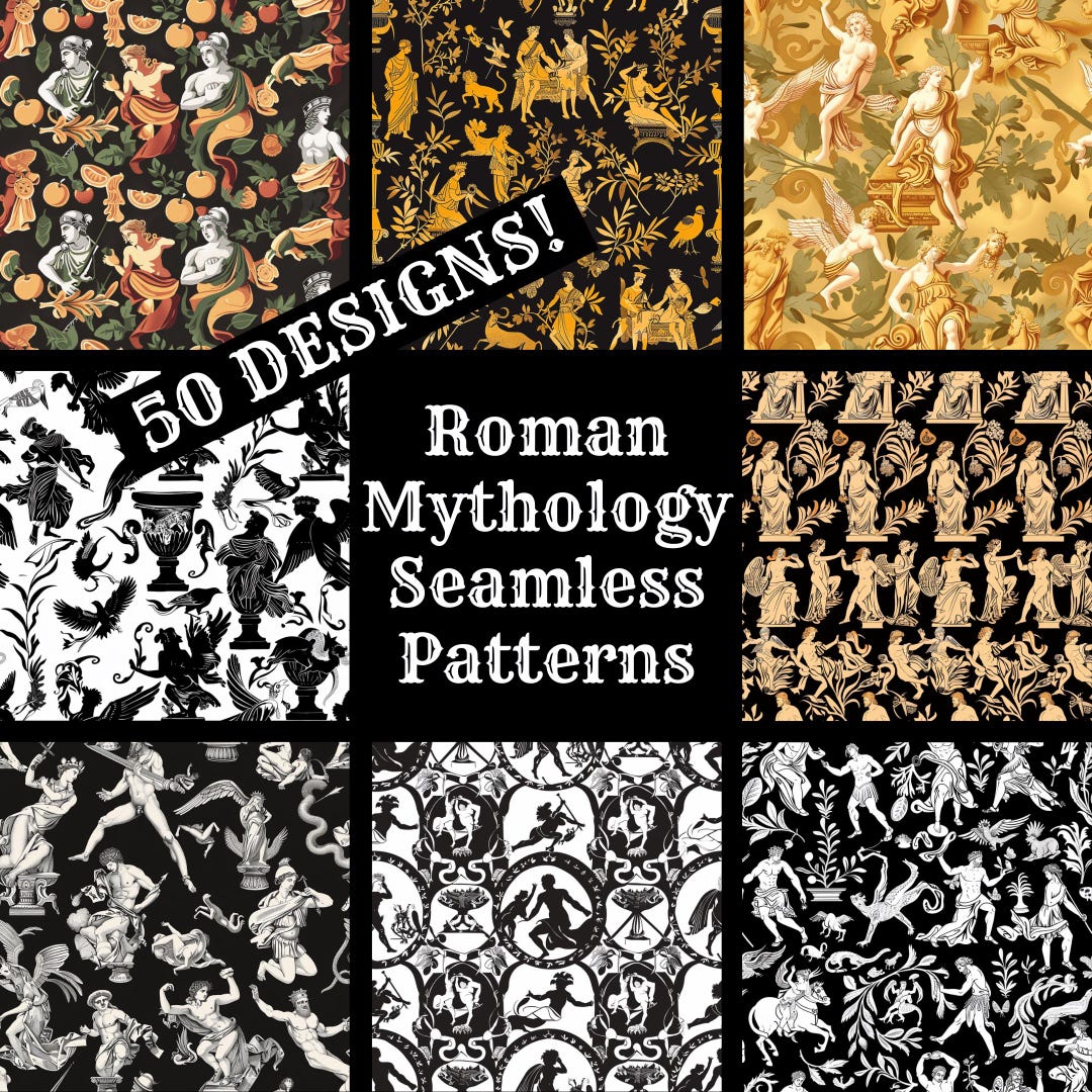 Roman Mythology Seamless Pattern: Printable Scrapbook Paper (digital ...