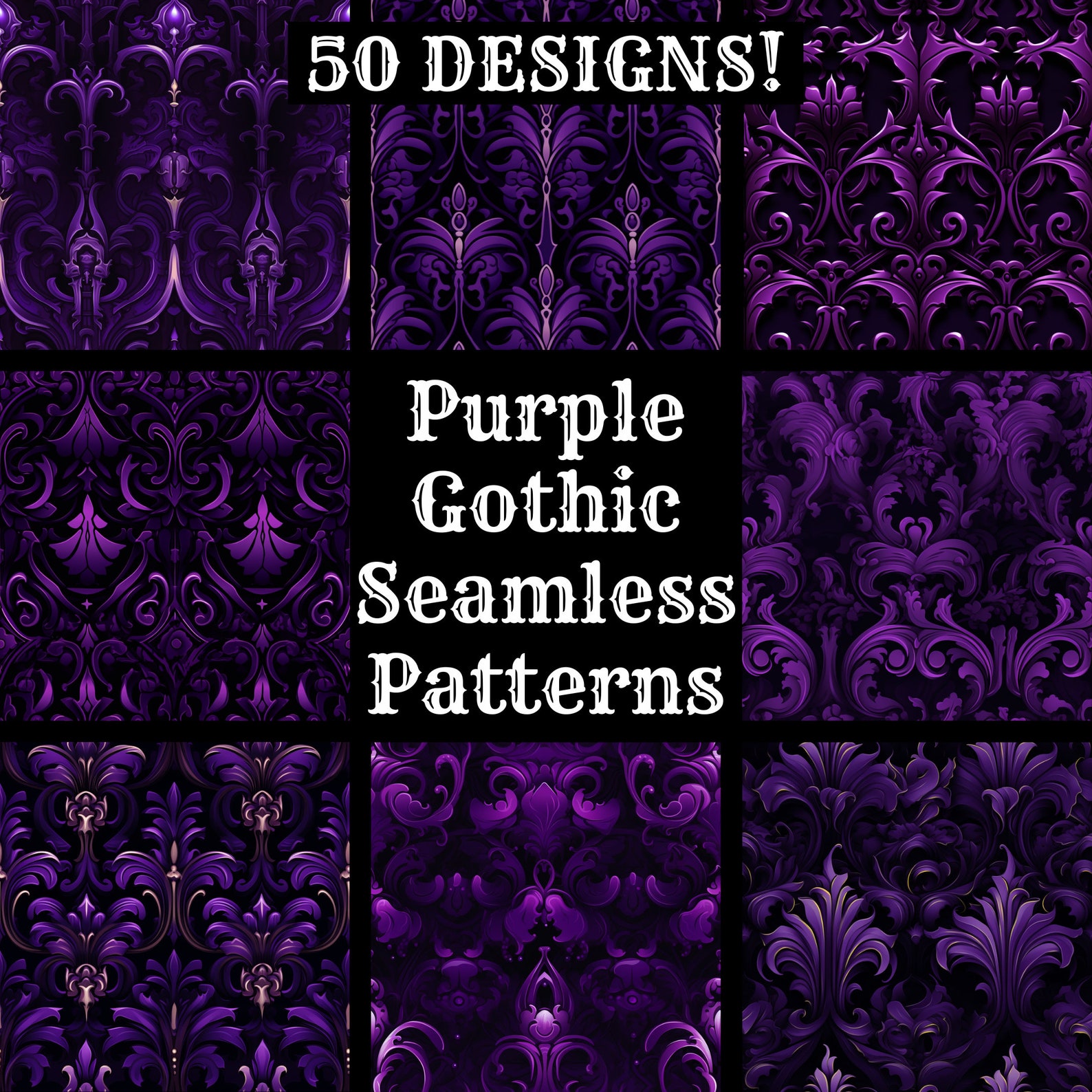 Purple Gothic Seamless Digital Paper Printable Scrapbook - Etsy