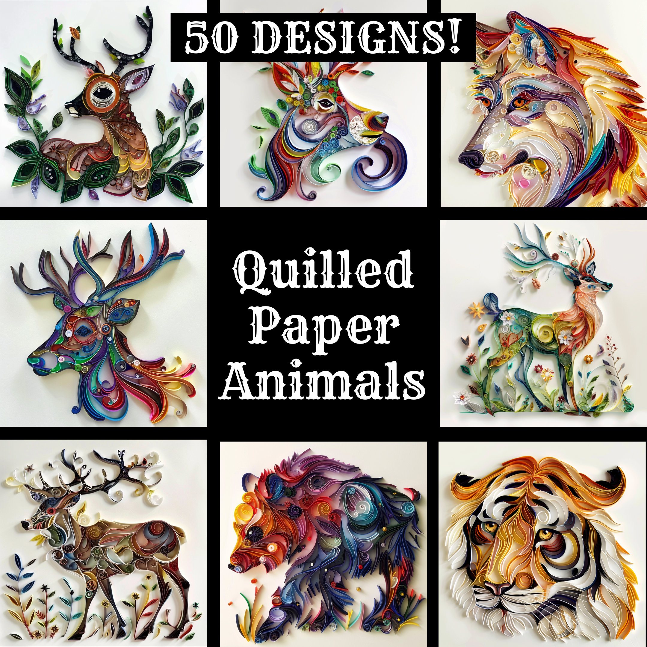 Quilled Paper Animals: High Resolution Digital Paper (PNG) - Etsy UK
