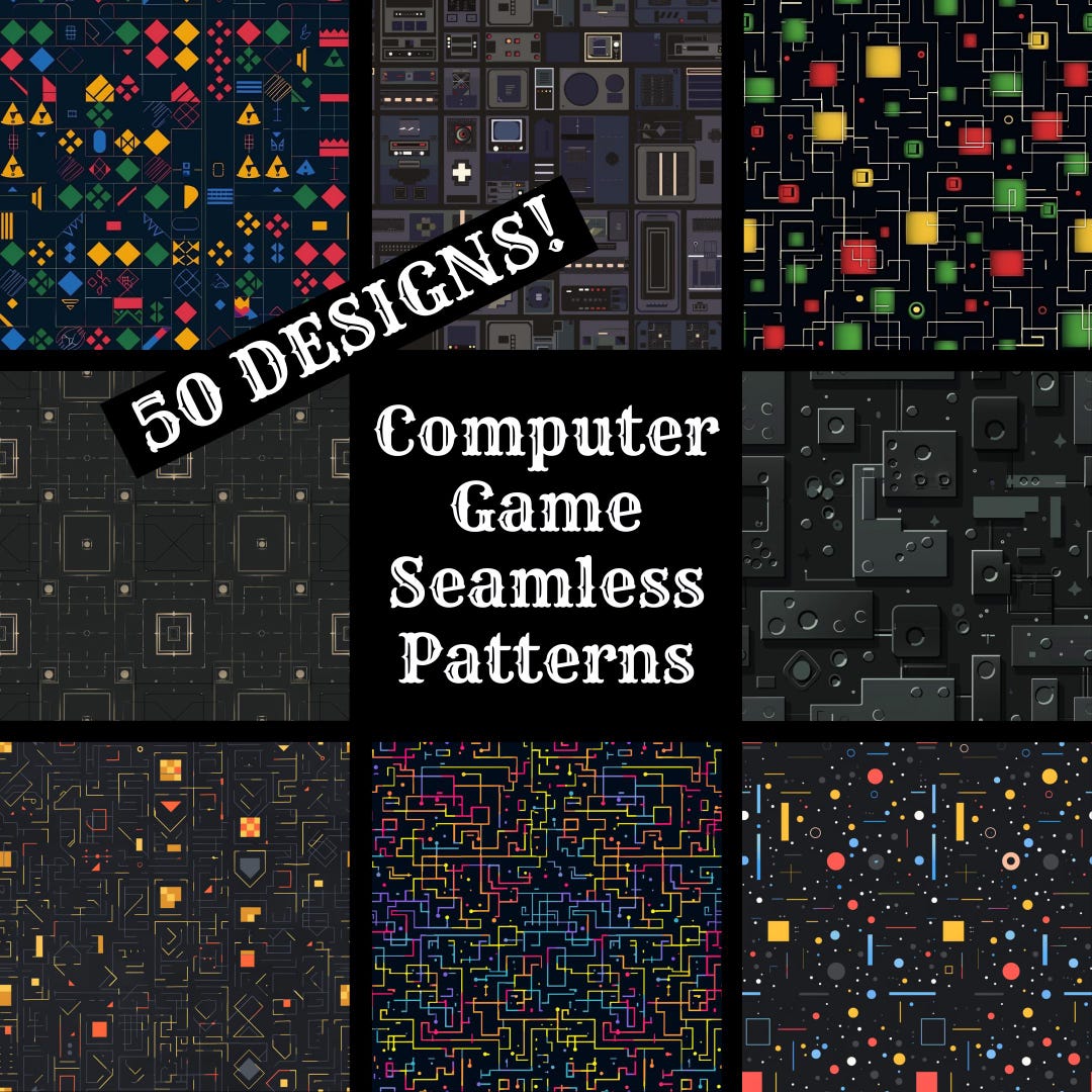 Computer Game Seamless Digital Paper, Computer Game Printable Scrapbook ...