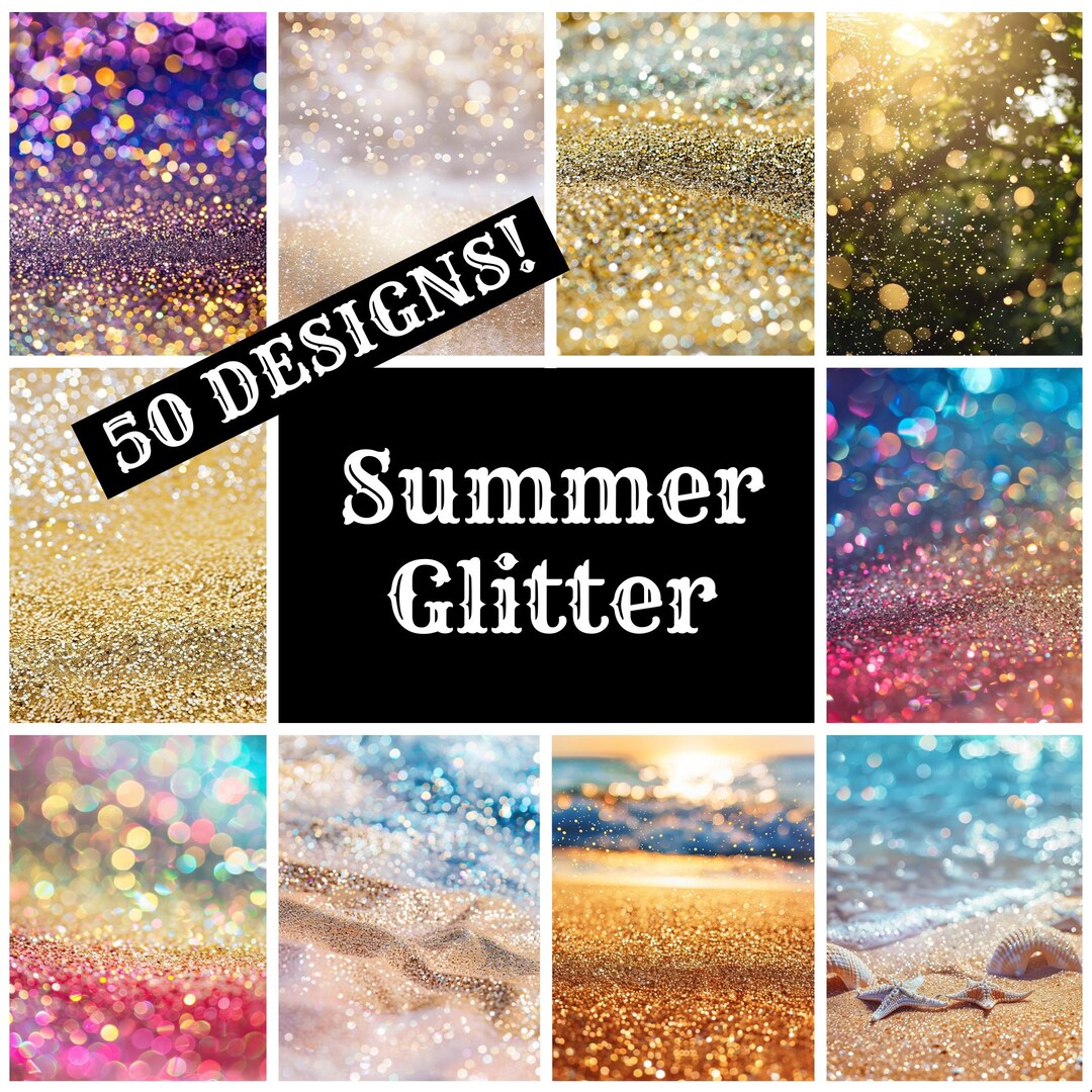 Summer Glitter Digital Paper: 50 PNG Scrapbook Designs (digital ...