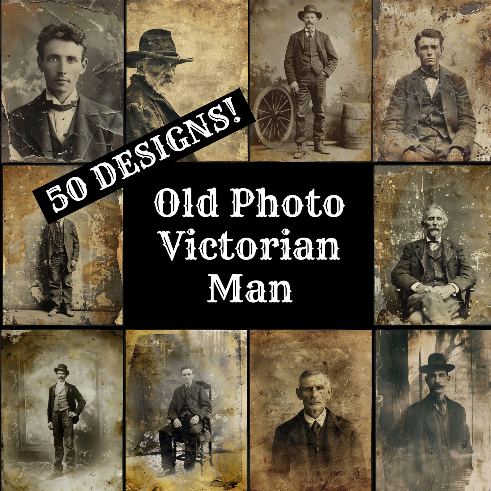 Victorian Man Old Photo Journal Paper: Vintage Scrapbook (PNG Digital ...