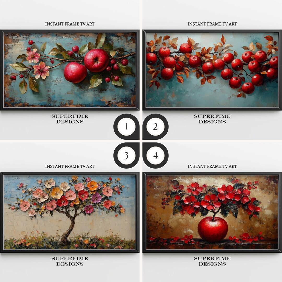 Apple Tree Summer Impressionist Painting Frame TV Art, Apple Tree ...