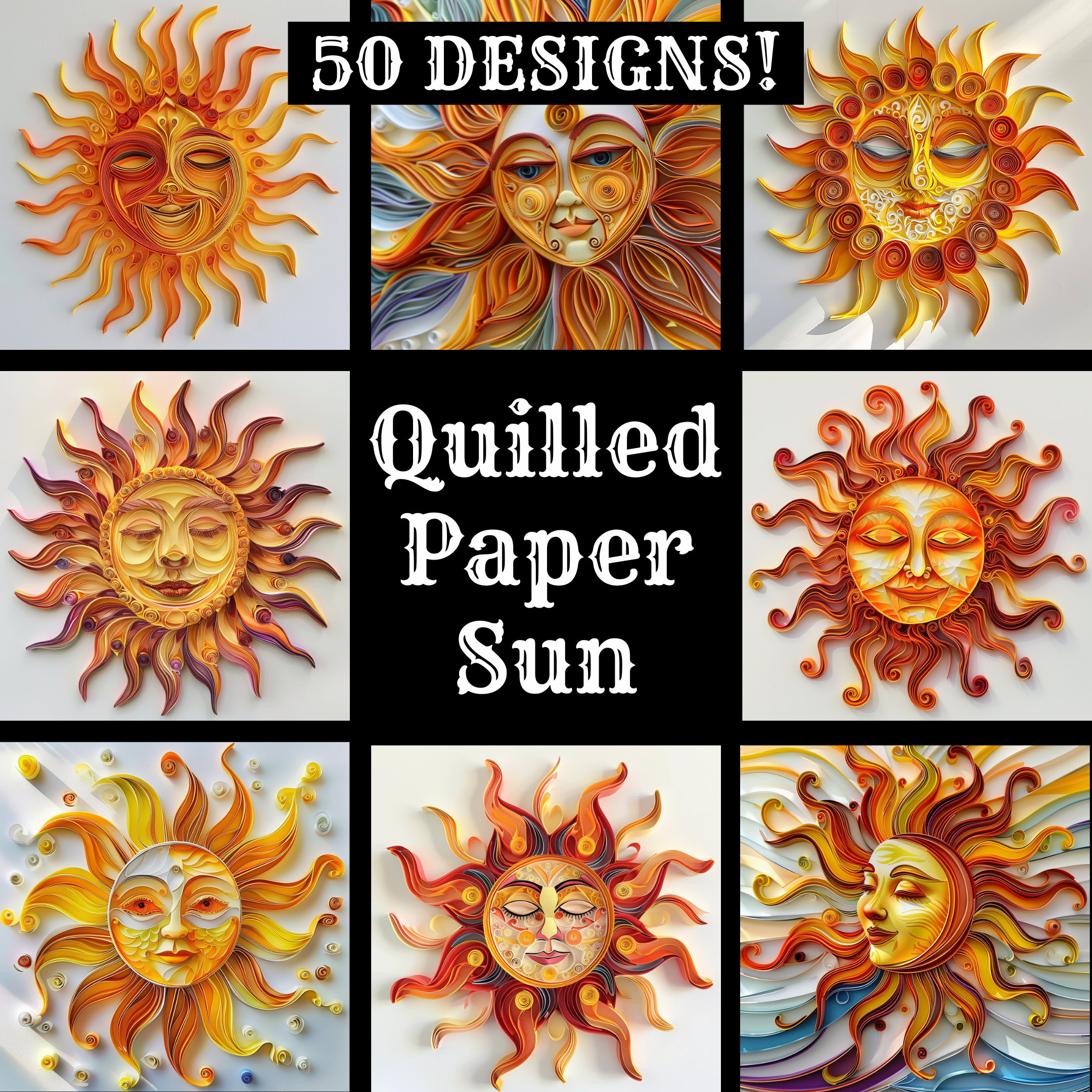 Quilled Paper Sun Paper, Quilled Paper Sun Printable Paper, Quilling ...