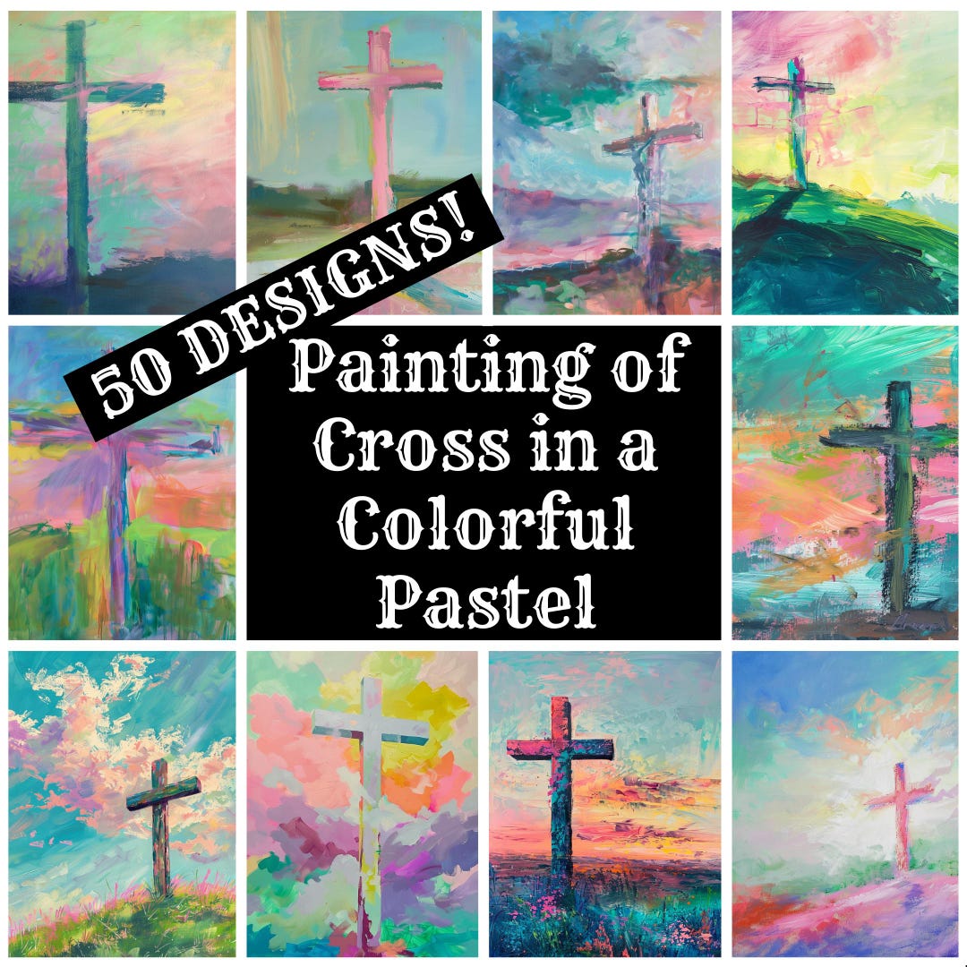 Pastel Cross Painting: Colorful Journal Paper (digital Download) - Etsy