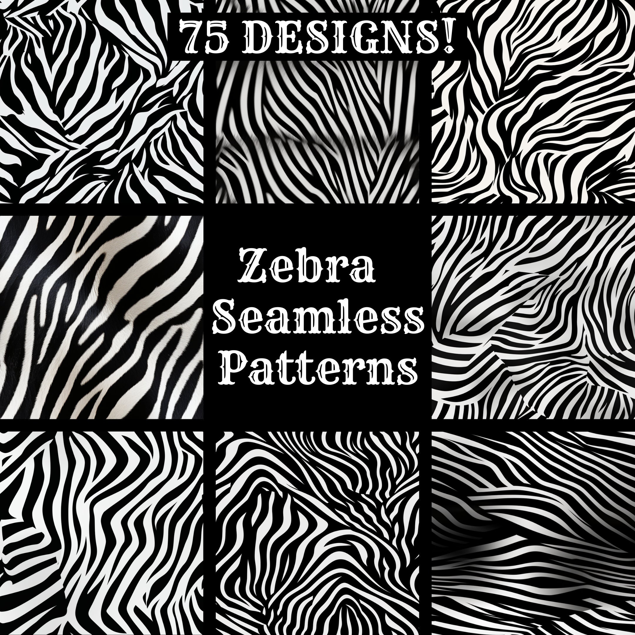 Zebra Stripes Seamless Digital Paper, Printable Scrapbook Paper ...