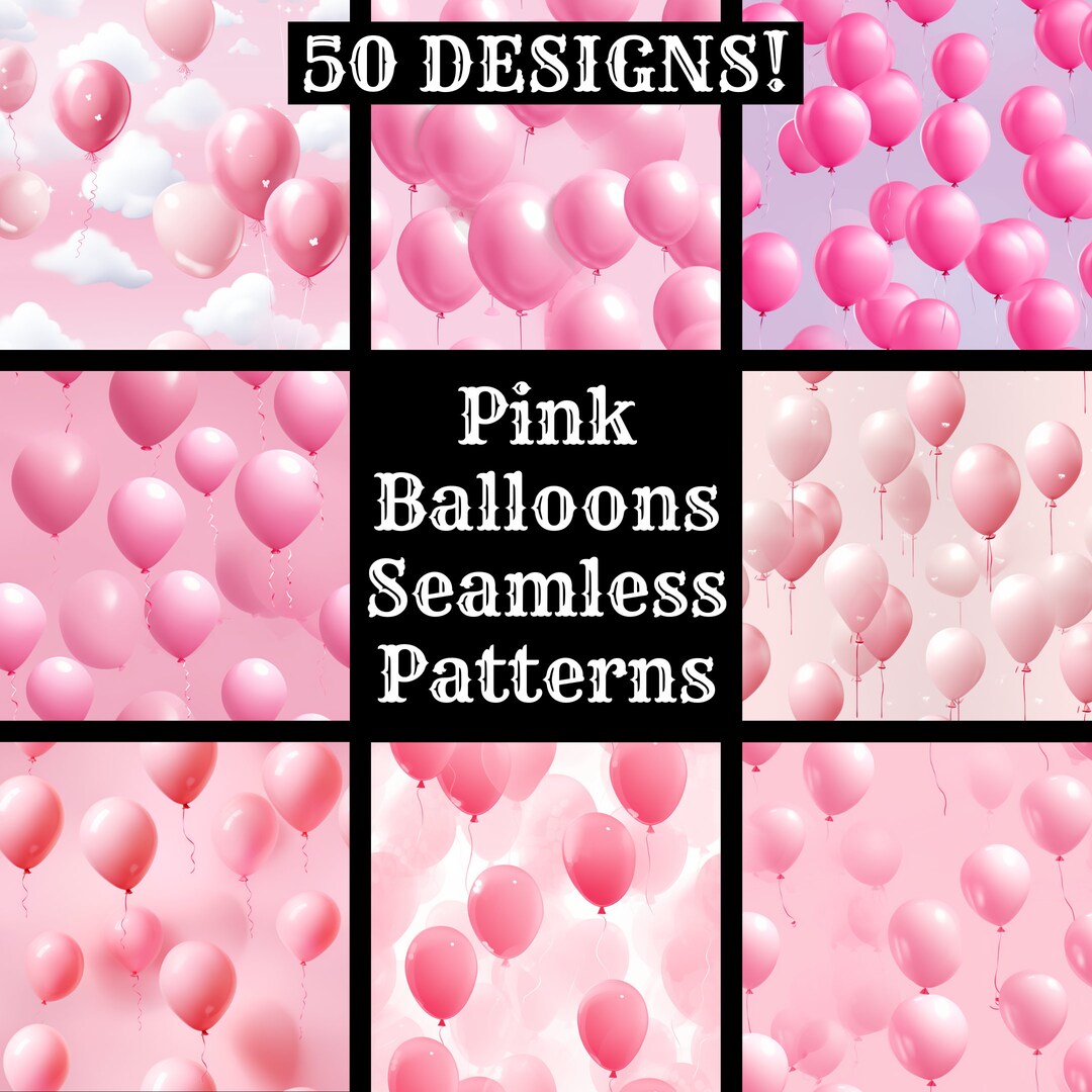 Pink Balloons Seamless Digital Paper, Printable Scrapbook Paper ...
