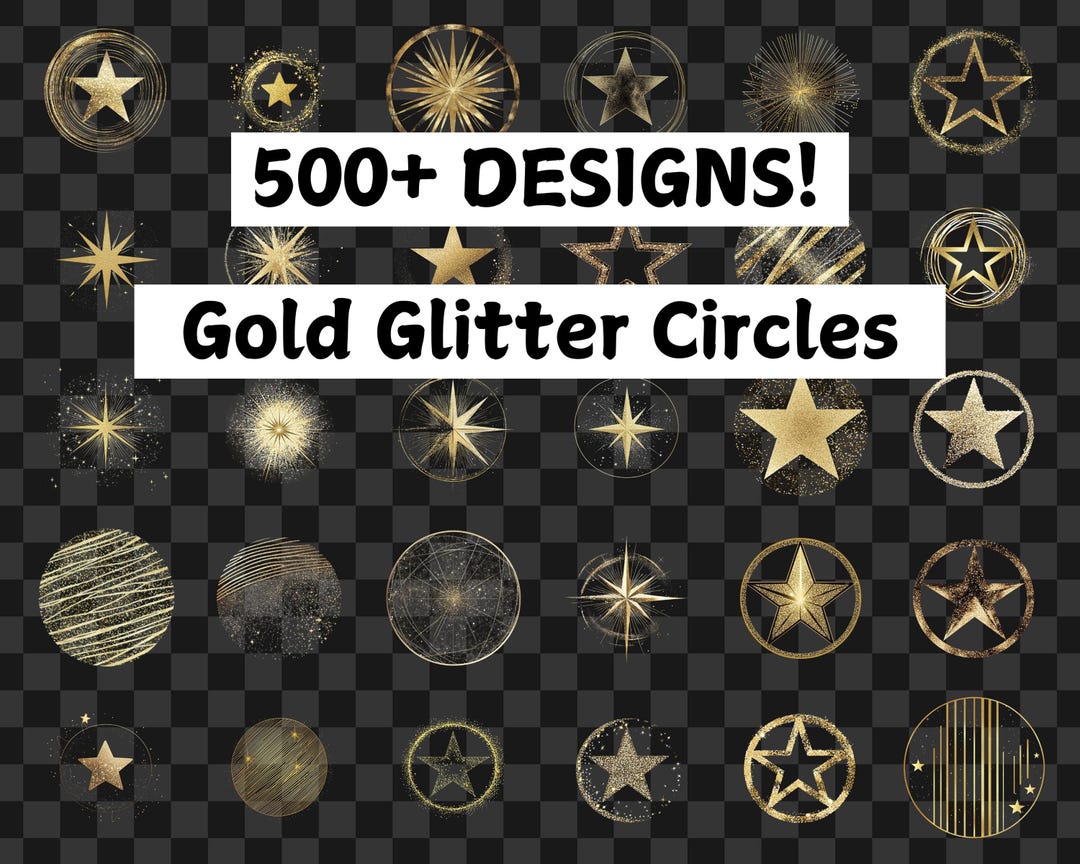 Gold Glitter Circle Clipart: 500+ Boho PNG Graphics (commercial Use) - Etsy