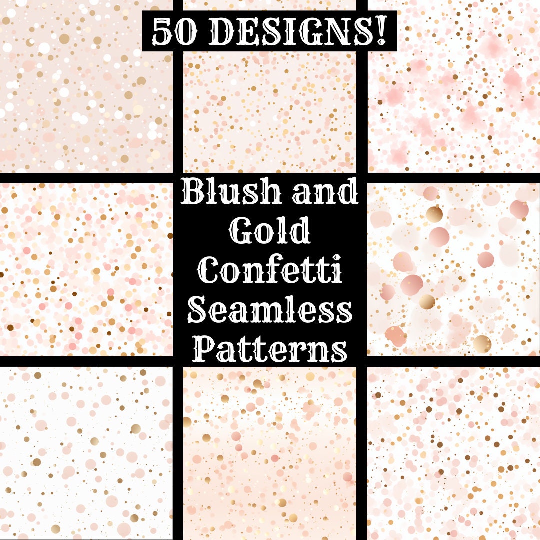 Blush and Gold Confetti Seamless Digital Paper, Printable Scrapbook ...