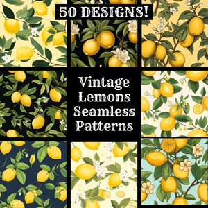 Vintage Lemons Seamless Digital Paper, Printable Scrapbook Paper ...
