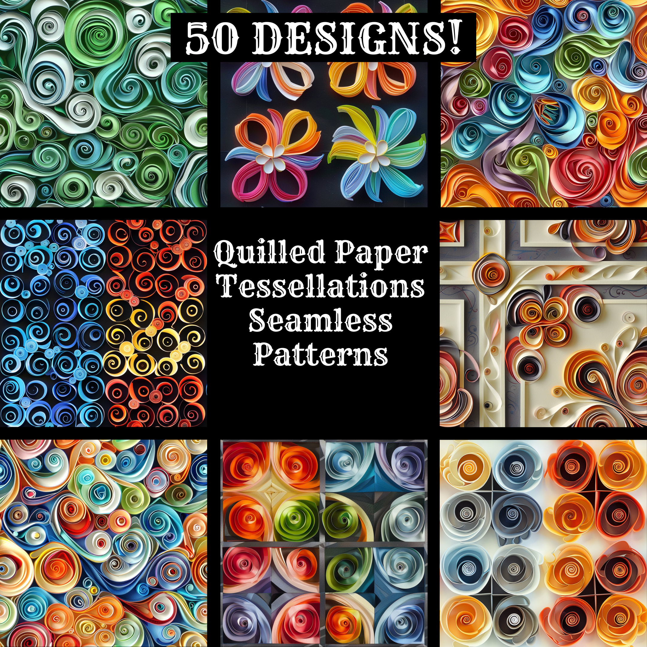 Quilled Paper Tessellations Seamless Digital Paper - Etsy