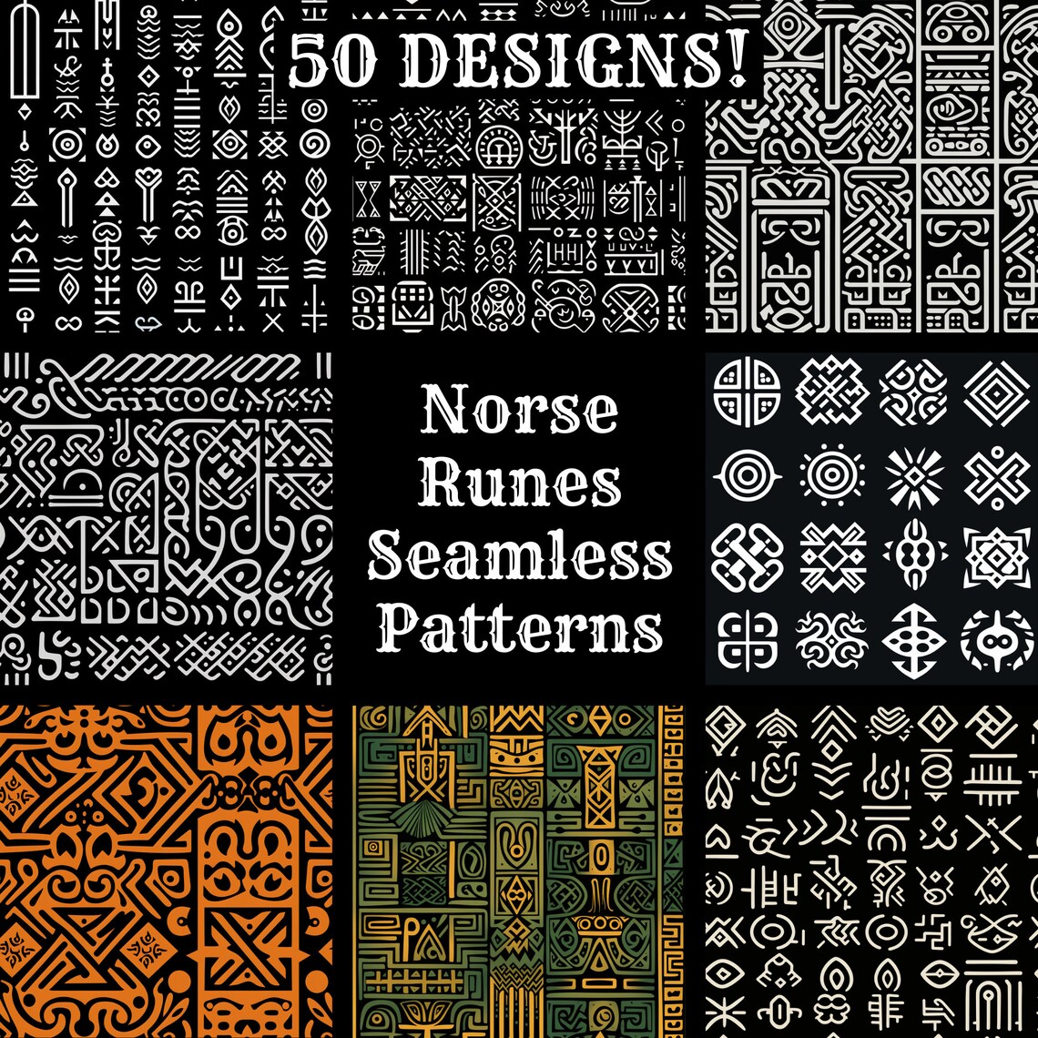 Norse Runes Seamless Digital Paper, Printable Scrapbook Paper Seamless ...