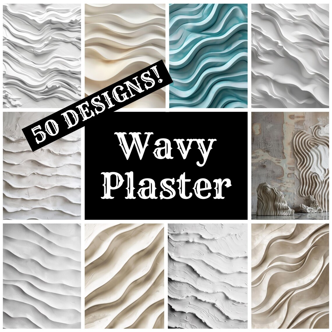 Wavy Plaster Digital Paper: 50 PNG Textures (digital Download) - Etsy