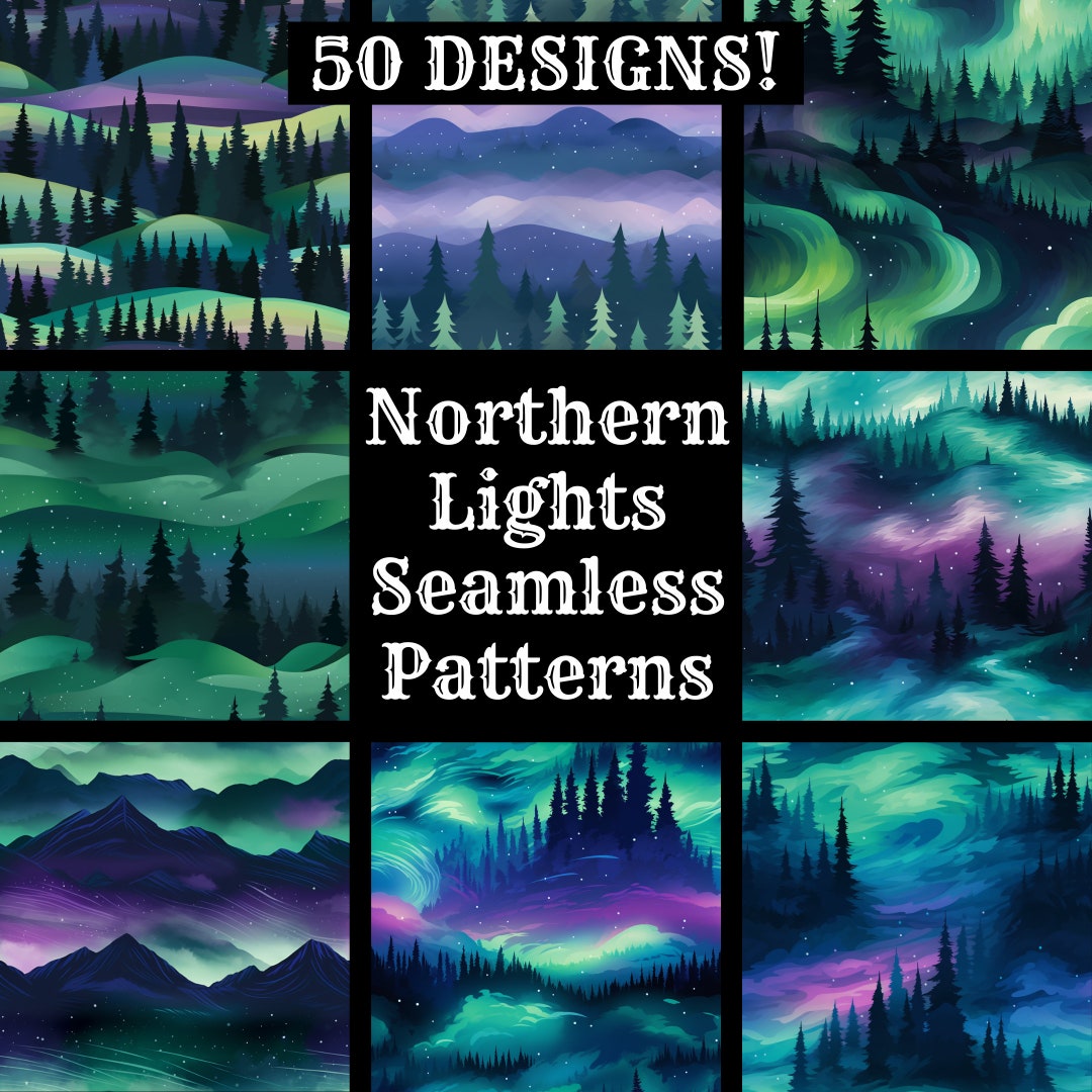 Northern Lights Seamless Pattern: Scrapbook Paper, Fabric Print ...