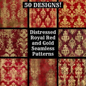 Red and Gold Distressed Digital Paper: Royal Seamless Textures (PNG) - Etsy