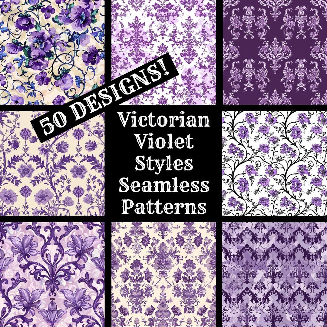 Victorian Violet Styles Seamless Digital Paper, Printable Scrapbook ...