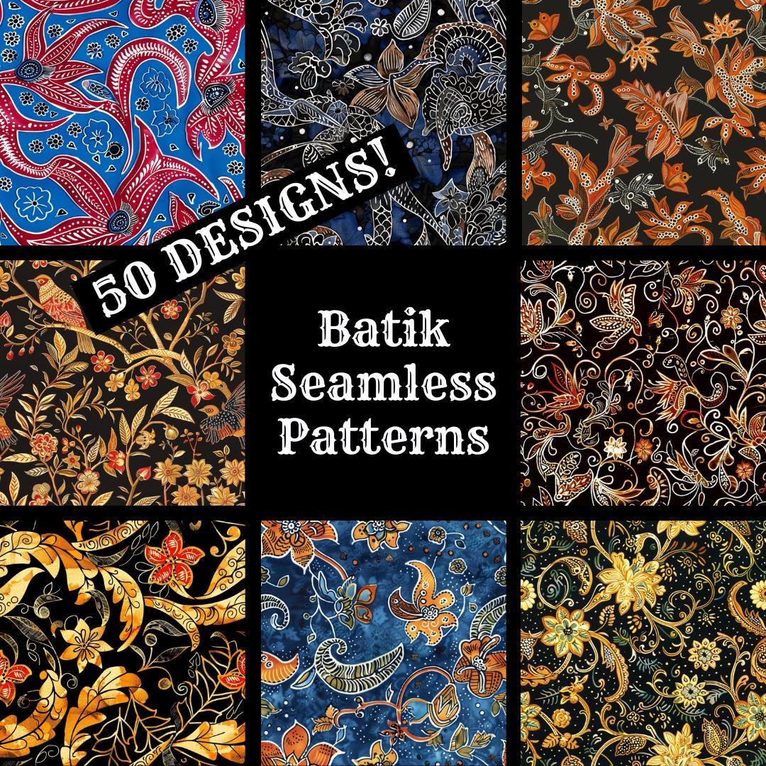 Batik Seamless Pattern: Printable Digital Paper (PNG, 300 Dpi) - Etsy