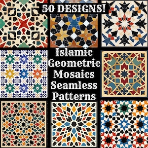 Islamic Geometric Mosaics Seamless Digital Paper, Printable Scrapbook ...
