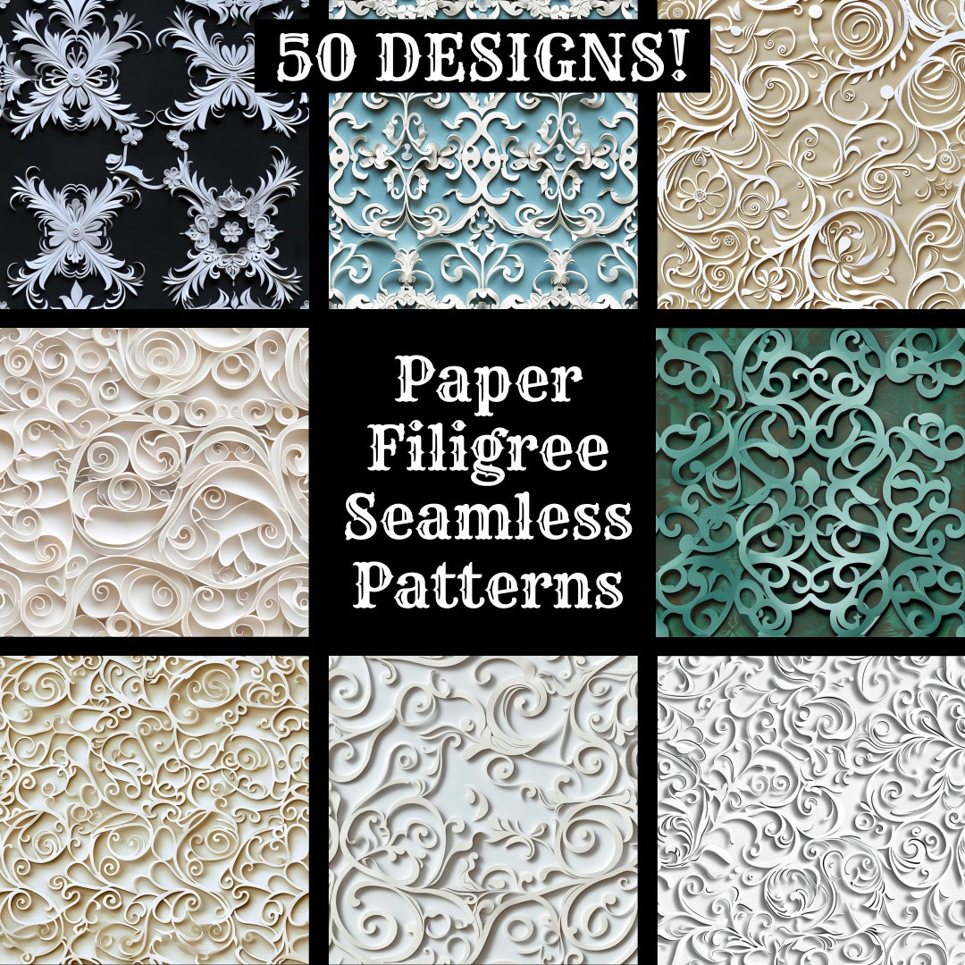 Paper Filigree Seamless Patterns: Scrapbook Paper (digital Download) - Etsy