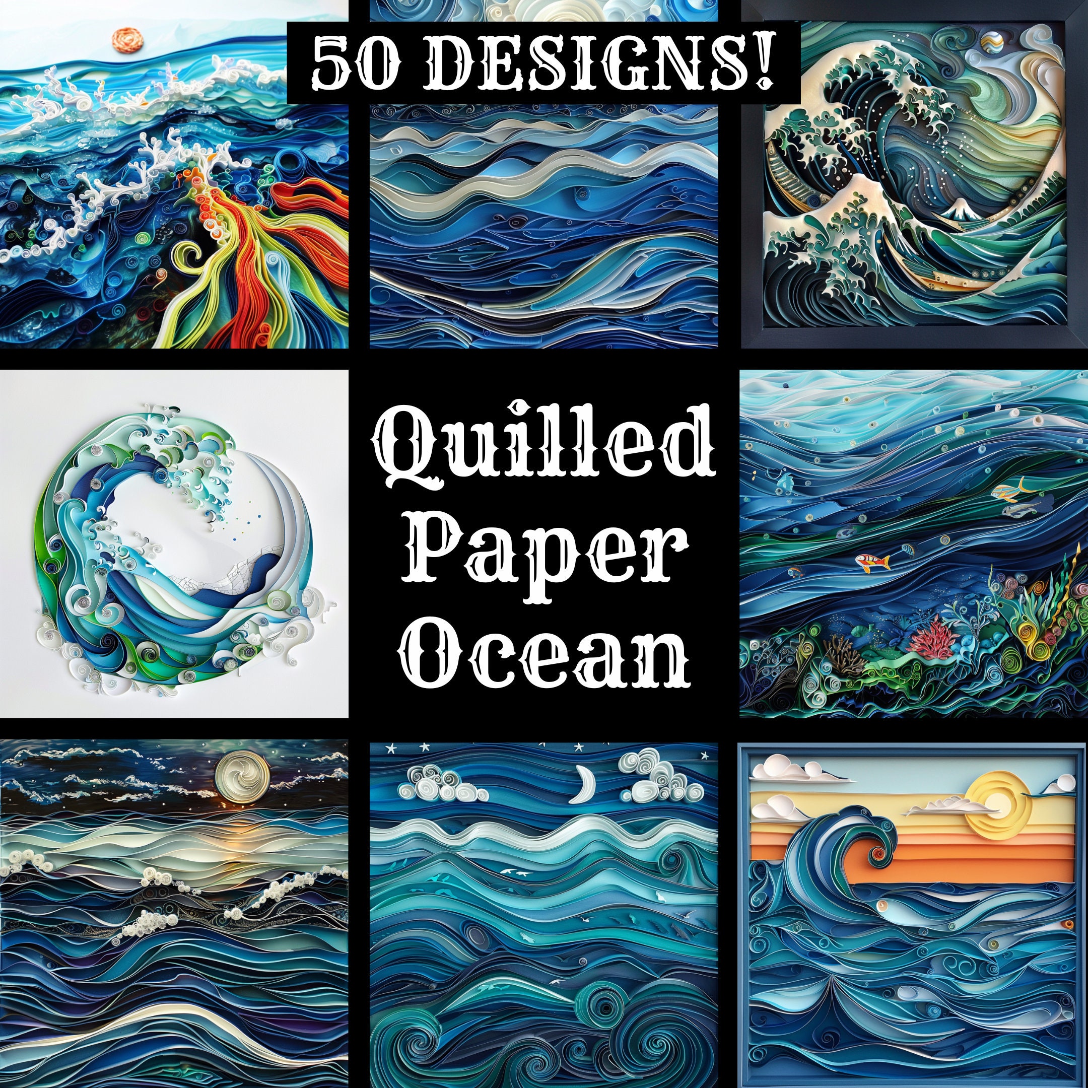Quilled Paper Ocean Paper, Quilled Paper Ocean Printable Paper ...