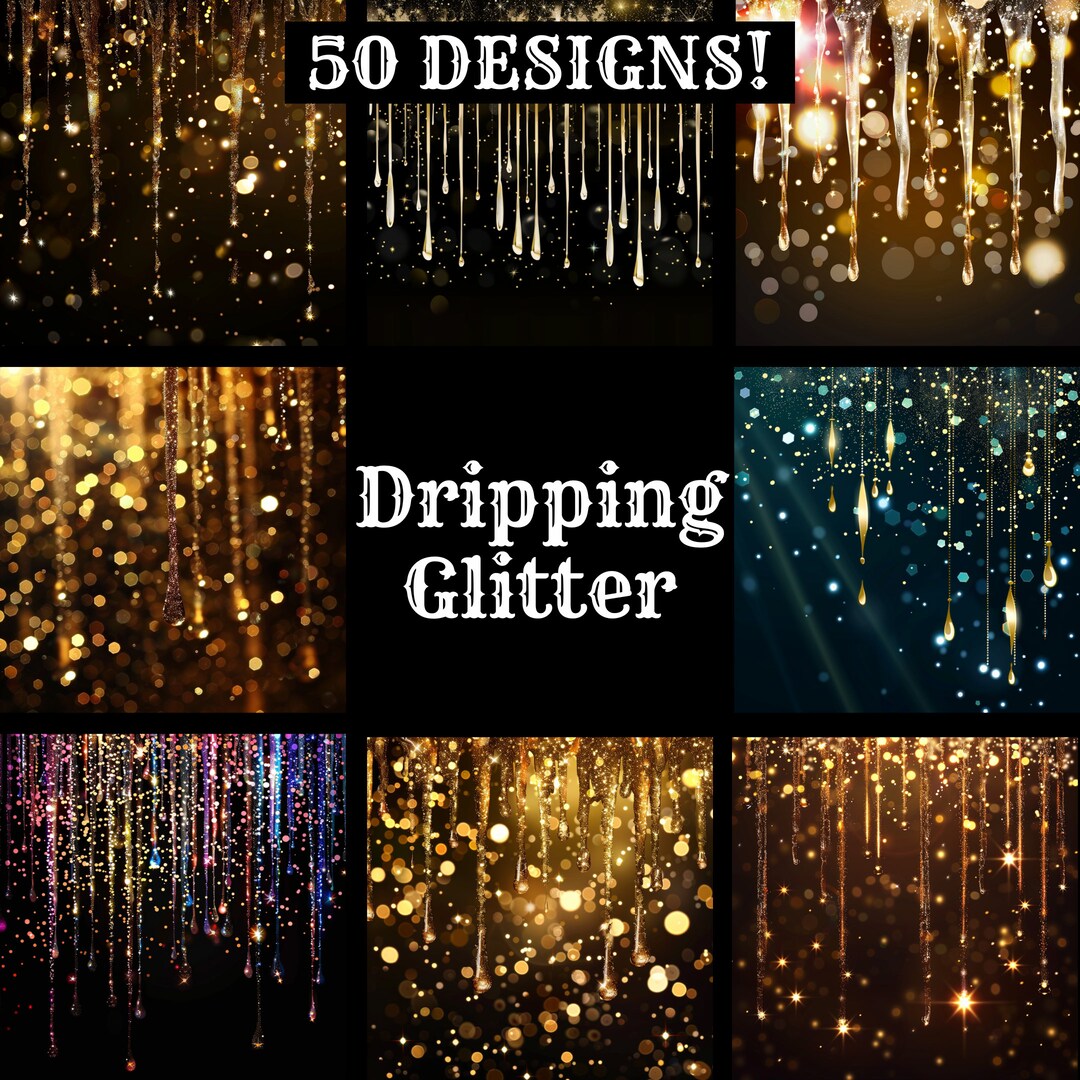 Dripping Glitter Paper, Dripping Glitter Printable Paper, Vintage ...