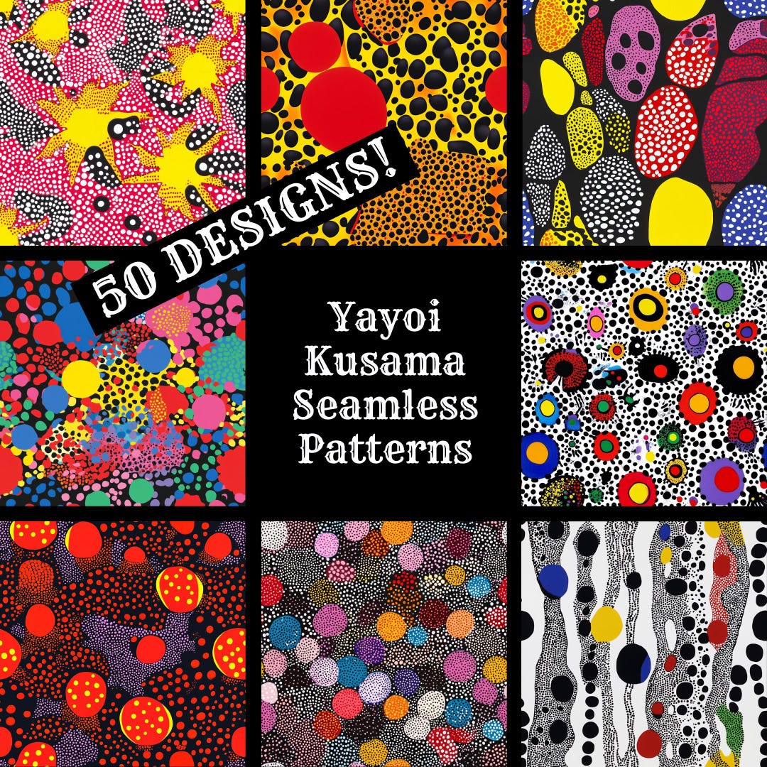 Yayoi Kusama Seamless Digital Paper, Yayoi Kusama Printable Scrapbook ...