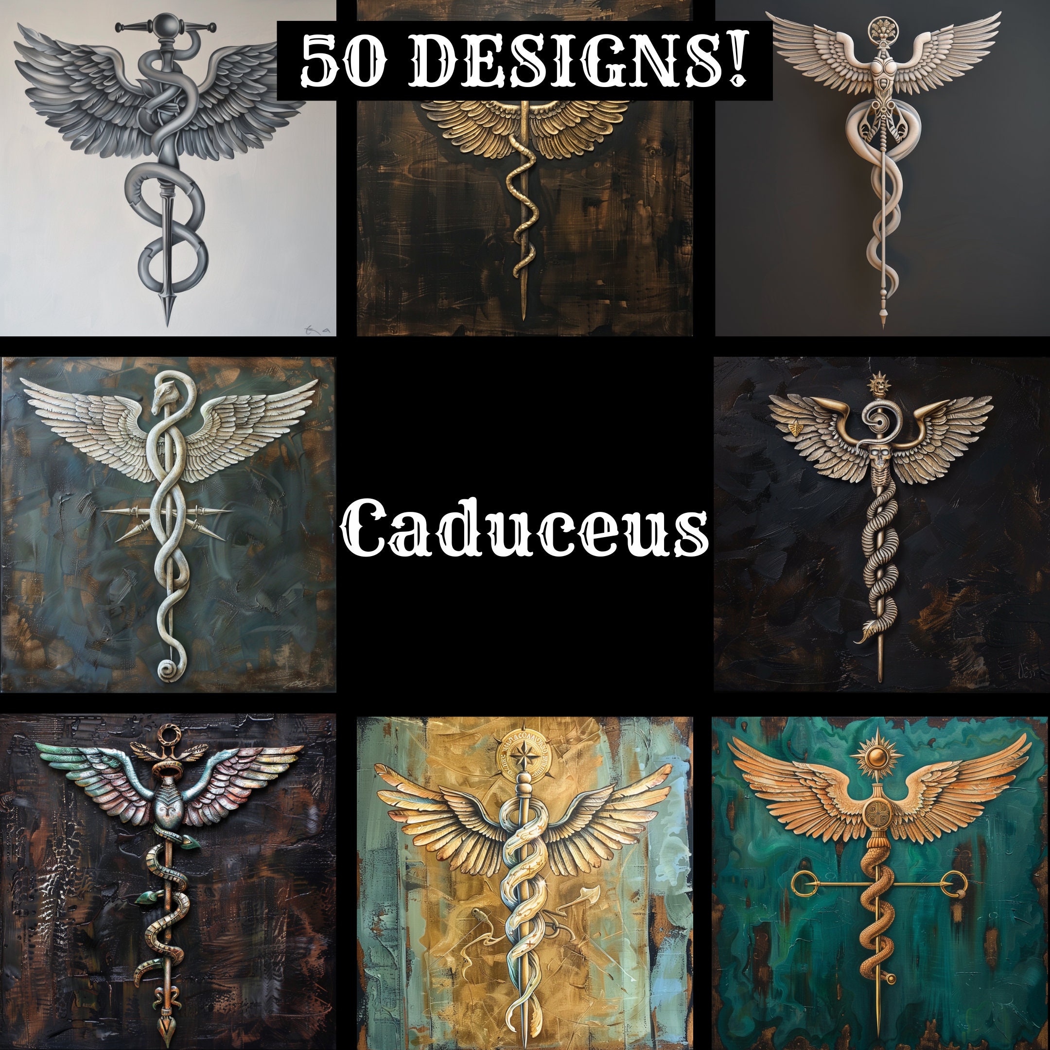Caduceus Paper, Caduceus Printable Paper, Vintage Caduceus, Caduceus Journal Supplies, Caduceus ...