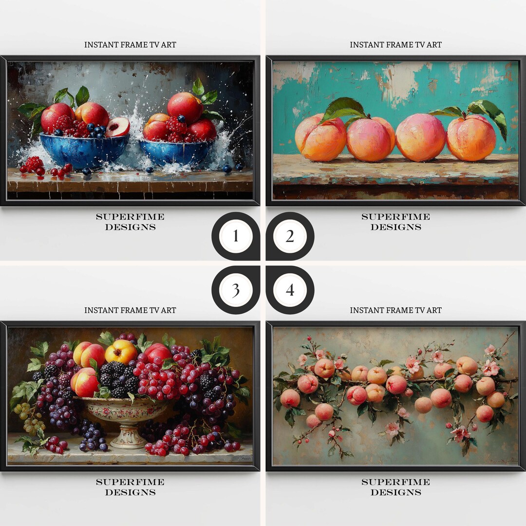 Colorful Fun Fresh Fruit Peach Frame TV Art, Colorful Fun Fresh Fruit ...