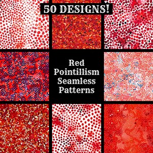 Red Pointillism Seamless Digital Paper, Red Pointillism Printable ...