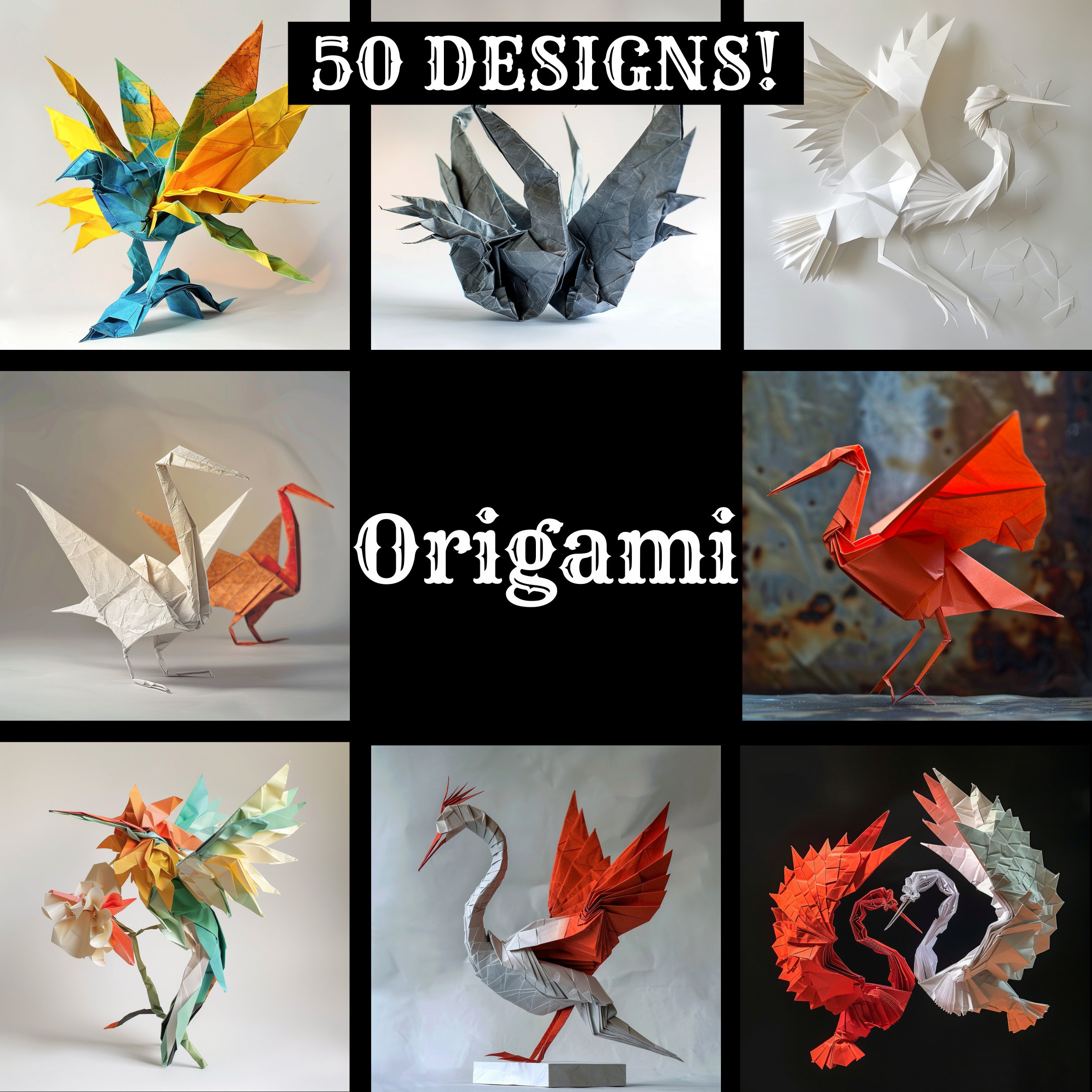 Origami Paper, Origami Printable Paper, Vintage Origami, Origami ...