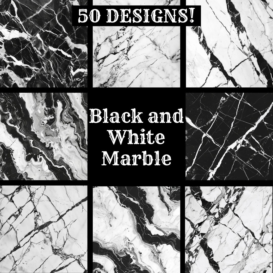 Black and White Marble Digital Paper: High-resolution Scrapbook (PNG ...