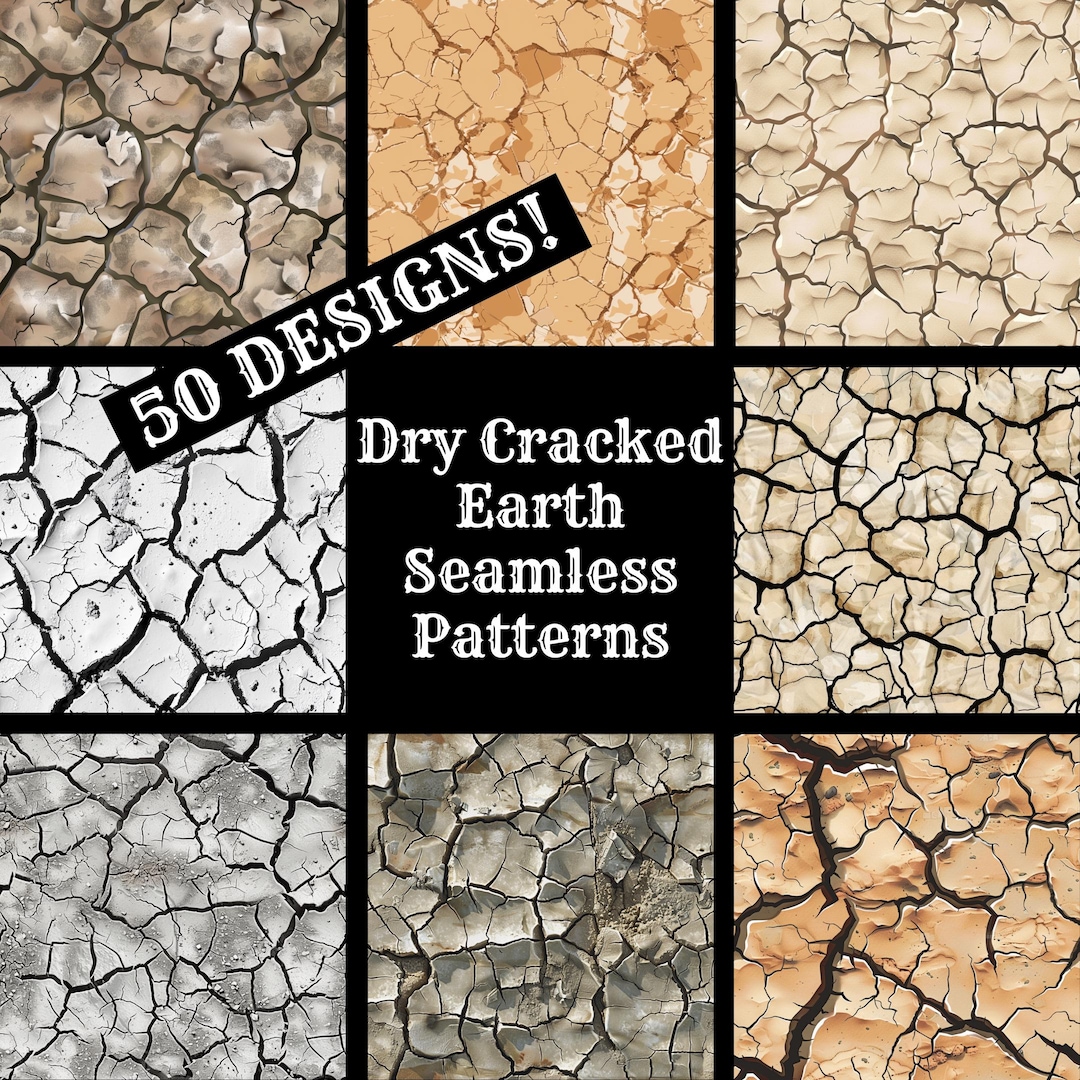 Dry Cracked Earth Seamless Digital Paper, Dry Cracked Earth Printable ...