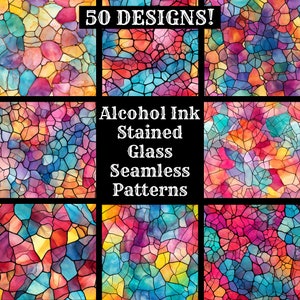 Alcohol Ink Stained Glass Seamless Digital Paper, Printable Scrapbook ...