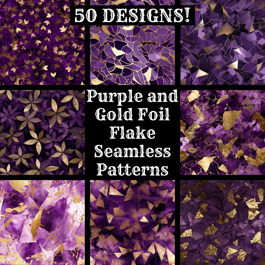 Purple and Gold Foil Flake Seamless Digital Paper Printable Scrapbook ...
