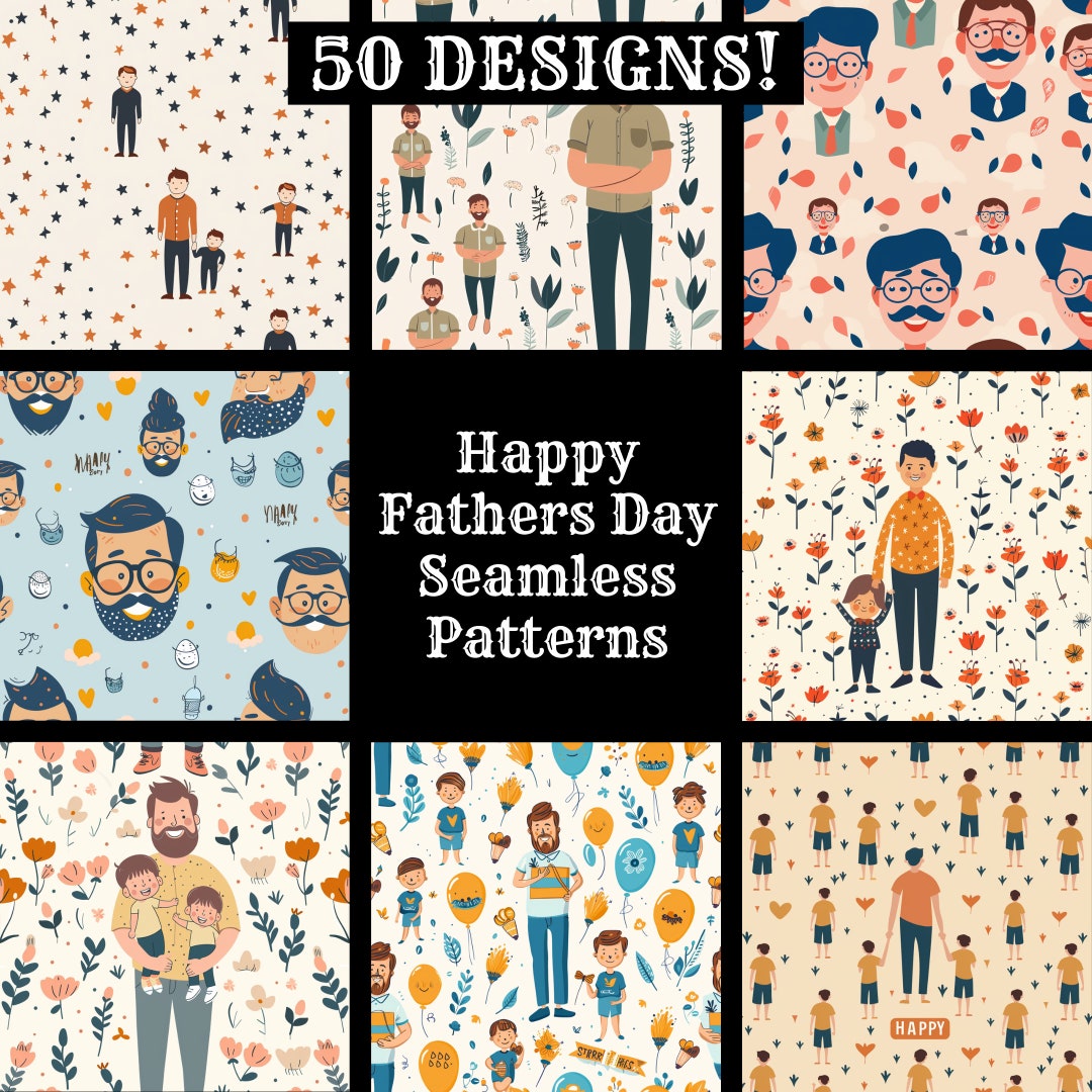 Happy Fathers Day Seamless Digital Paper, Happy Fathers Day Printable ...