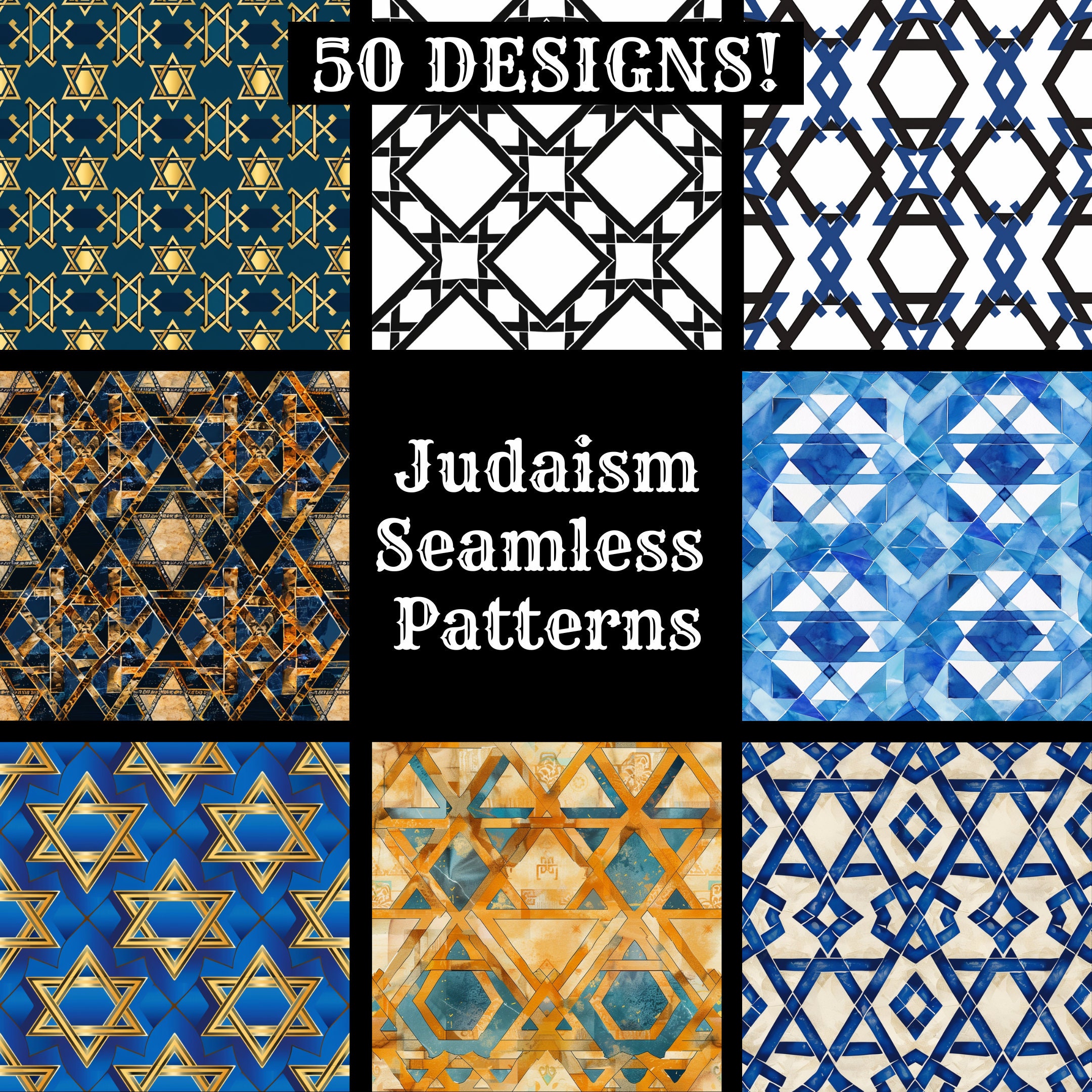 Judaism Seamless Pattern: Printable Scrapbook Paper (digital Download ...