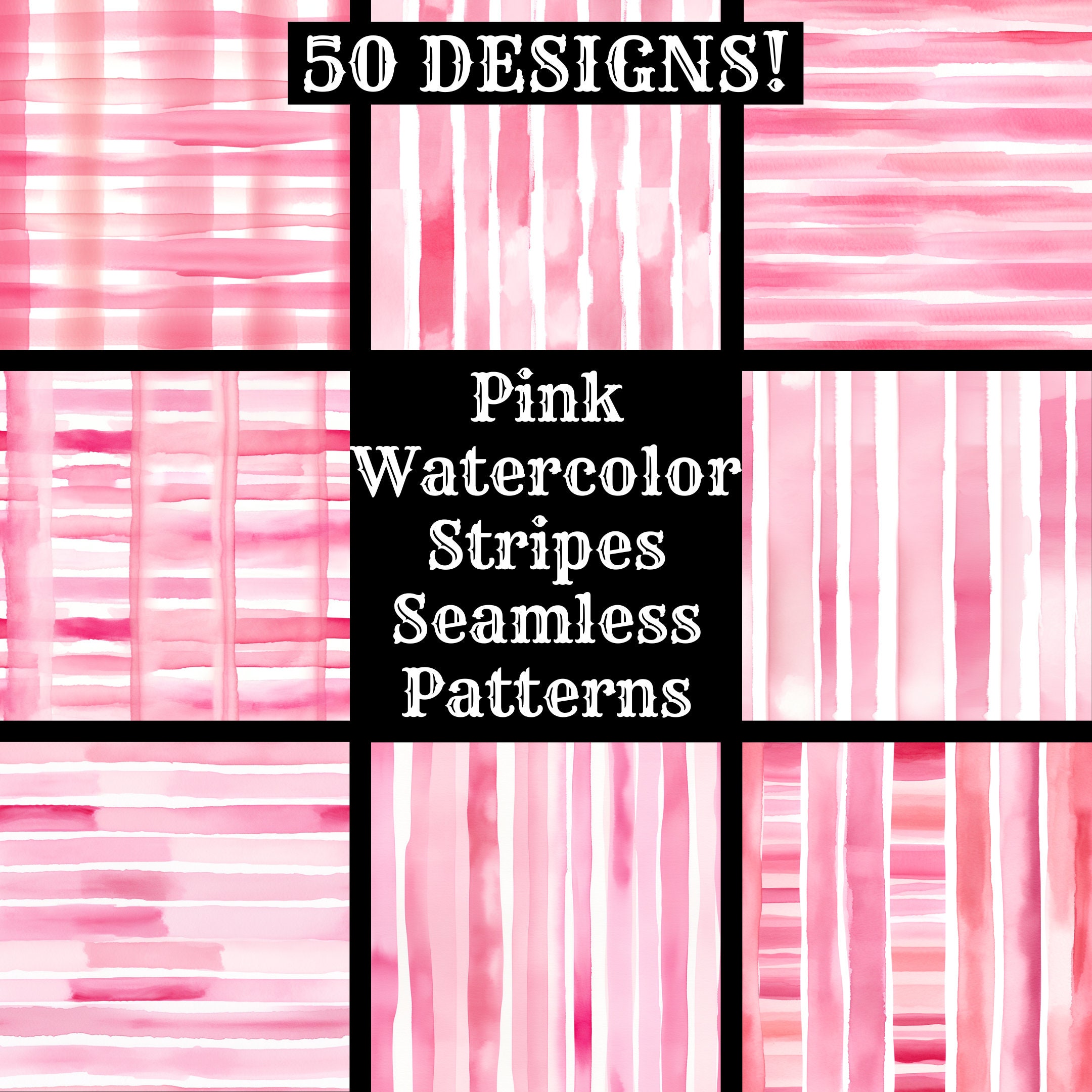 Pink Watercolor Stripes Seamless Digital Paper Printable - Etsy