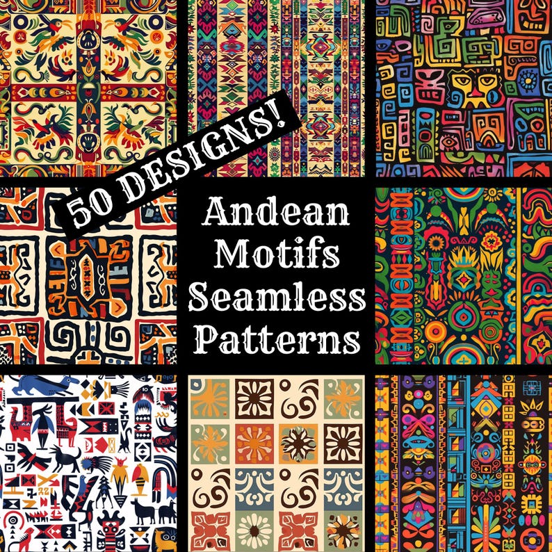Andean Motifs Seamless Patterns: Digital Scrapbook Paper (digital ...