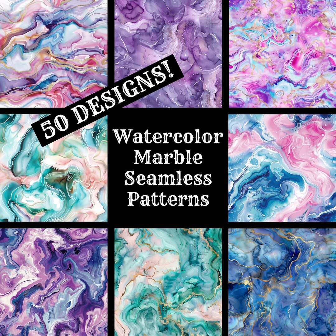 Watercolor Marble Seamless Digital Paper, Watercolor Marble Printable ...